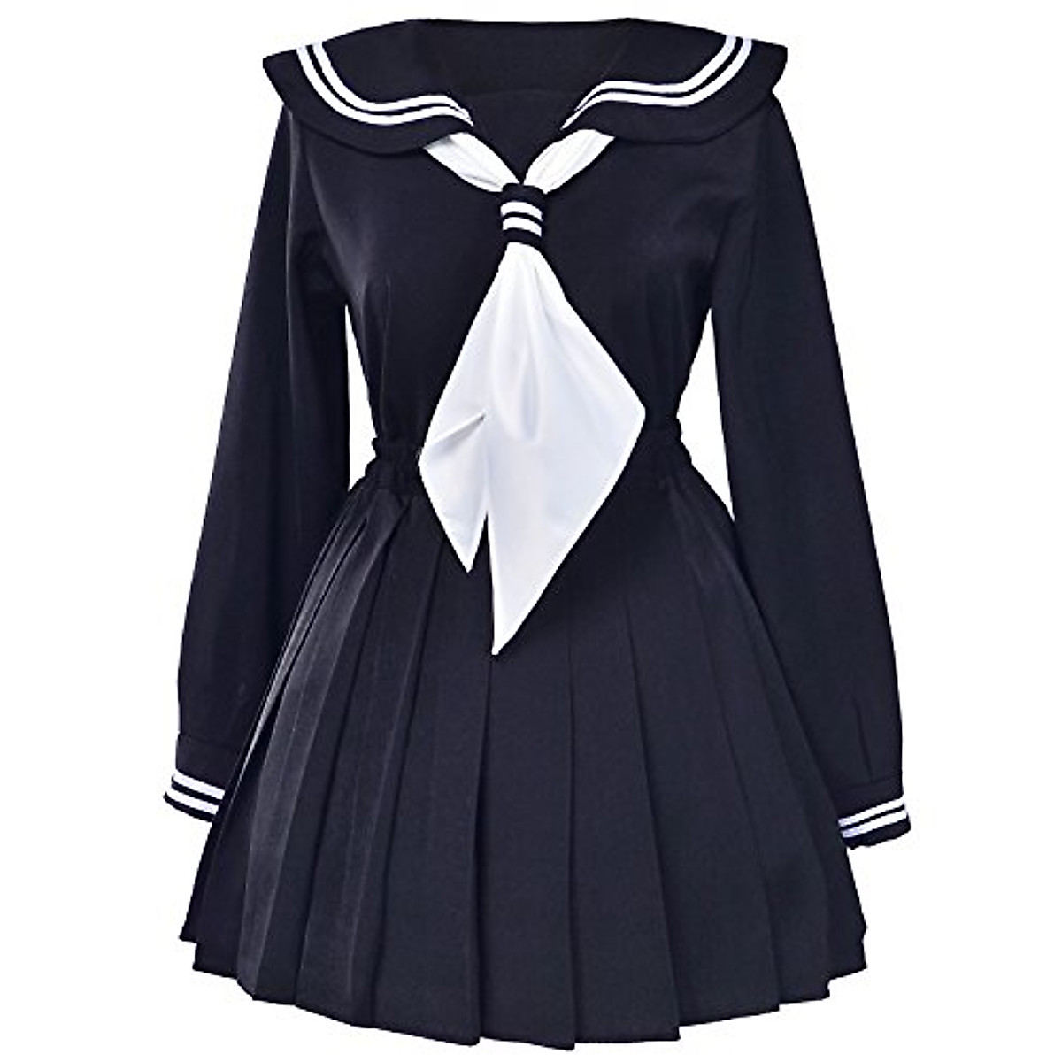 Classic Japanese School Girls Sailor Dress Shirts Uniform Anime Cosplay Costumes with Socks Set(Black)(M = Asia L)(SSF08BK)