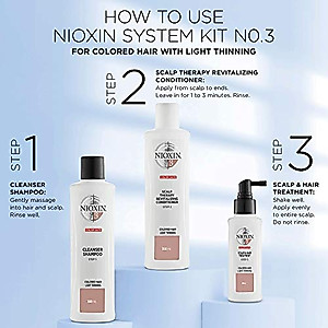 Nioxin System 3 Cleanser Shampoo, Color Treated Hair with Light Thinning, 33.8 Fl oz (Pack of 1)