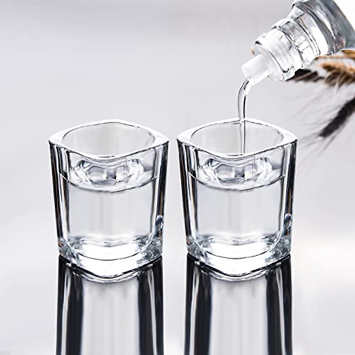 PARACITY Set of 2, Cool Shot Glasses with Heavy Base, Liquid Small Shot Glasses for Espresso Coffee Whiskey Vodka, Gift for Men, 2oz/60ml
