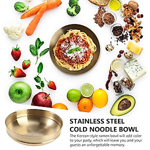 Hemoton Stainless Steel Bowl Soup Bowls Pasta Serving Bowl Asian Dishes Multipurpose Bowl Porcelain Tableware for Salad Soup Rice Cold Noodle Golden