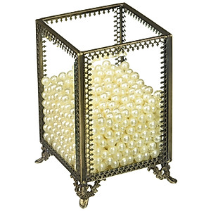 PuTwo Makeup Organizer Vintage Make up Brush Holder with Free White Pearls - Small