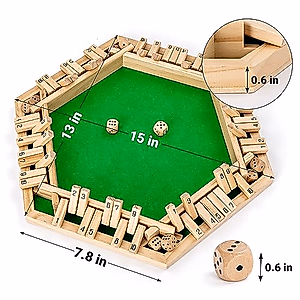 ropoda Shut The Box Game, Upgraded 1-6 Player Wooden Board Games for Adult and Kids, Shut The Box Dice Game -Addition Training, Fun for Family Game Night