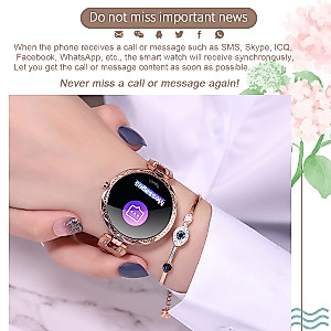 Thafikzi Smartwatch for Women Compatible for iPhone Samsung Android iOS Phones. Smart Bracelet with Female Menstrual Cycle Heart Rate Blood Pressure Remote Photography Waterproof Pedometer (Gold)