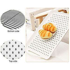 IEBIYO 3 Pcs Anti-Slip Food Serving Tray with Handles Dinner Breakfast Bed Drink Food Coffee Trays Plastic Rectangle Non-Skid Rubber Grip Multipurpose Serving Table Tray Cafeteria Trays for Eating