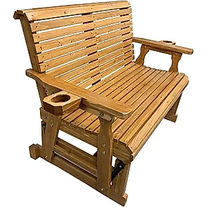 Fortune Candy Patio Glider with Cup Holders, High Roll Back and Deep Contoured Seat, 2-Seater, Heavy Duty 800 Lb, 4 Feet (Brown 4 Ft)