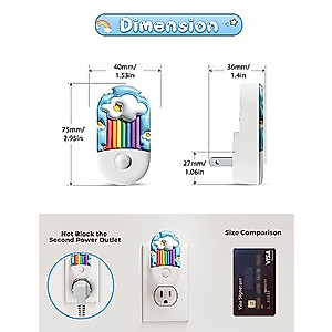 Rainbow Night Light, LOHAS[2 Pack] Plug in Night Light for Kids, 0.6W LED Dusk to Dawn Sensor Cute Nursery Gift, Daylight White 5000K, 30/60LM Nightlight for Baby Children Boy Toddler Decoration