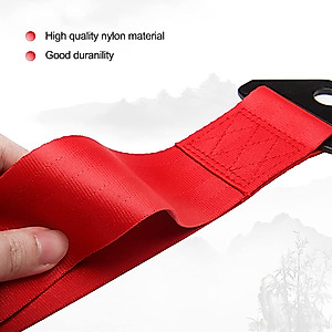 Car Modification JDM Sports Red Racing Tow Strap Personalized with Chinese Slogan Traction Rope Trailer Hook HF Fit for Front or Rear Front Bumper Decorative Trailer Belt (B)