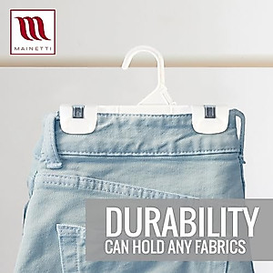 Mainetti 1004 White Kids Plastic Hangers - 100 Pack with Sturdy Plastic, Great for Pants/Skirts/Slacks/Bottoms, 8-Inch