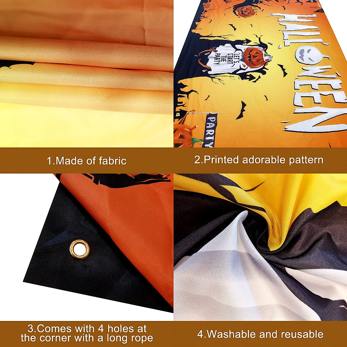 KatchOn, Happy Halloween Backdrops for Photography - XtraLarge, 72x44 Inch | Orange Halloween Banners for Wall | Halloween Pumpkin Backdrop for Halloween Party Decor | Halloween Backdrops for Parties