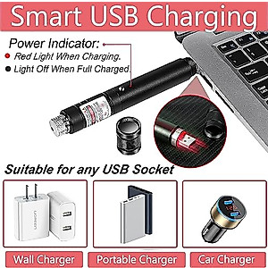 IVVTRYI Red Laser Pointer, Long Distance Laser Cat Toy Rechargeable High Power Laser Pointer for Demonstration Outdoor Cat Toys