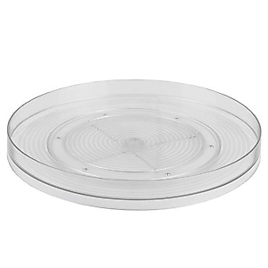 Home Basics Ta Spin Non-Skid Plastic 360 Degree Turntable – Rotating Stand for Dining Table, Kitchen Counters, Cabinets, Pantry and Fridge-Spices, Seas, Clear