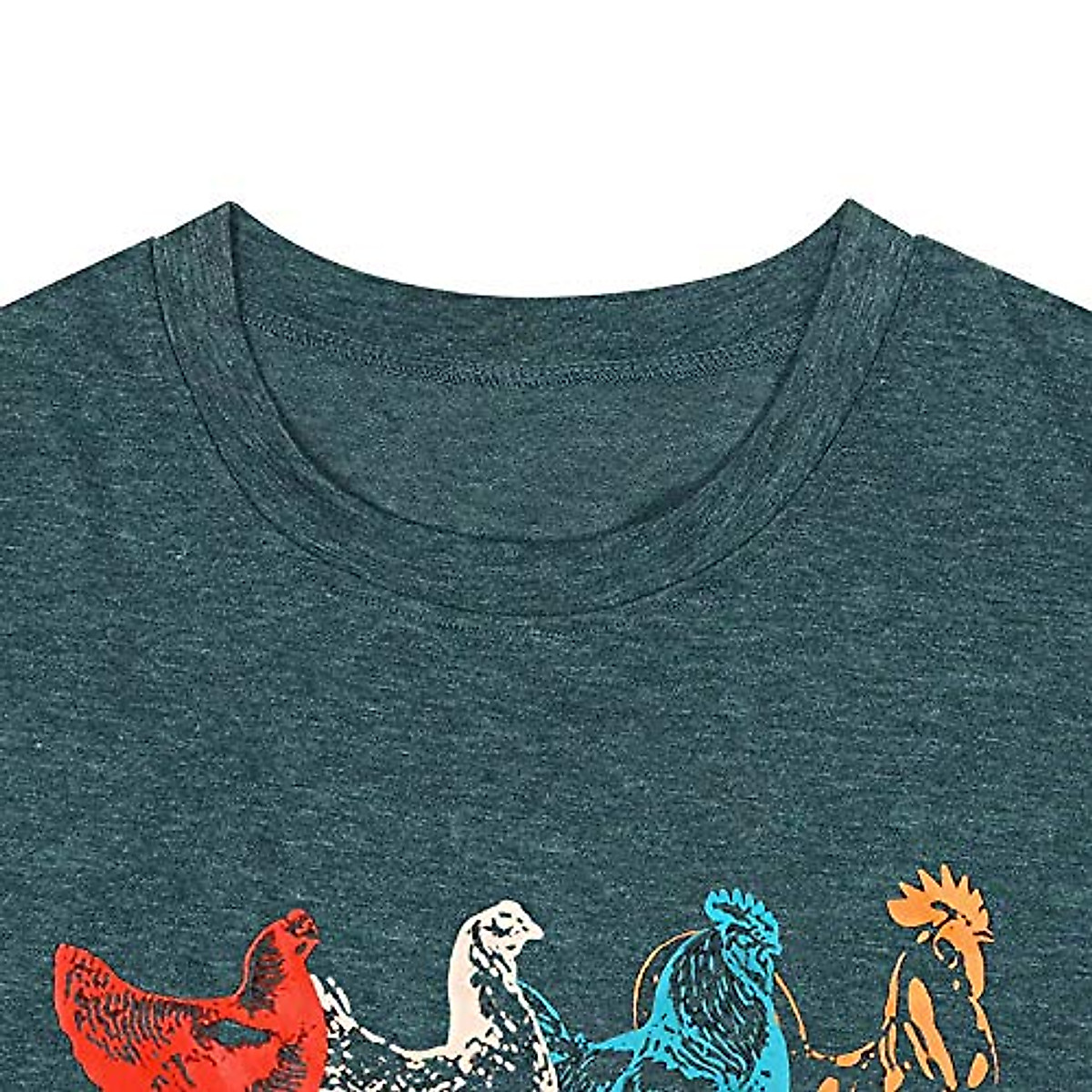 Chicken Shirt for Women Farm Tees Farm Girl T Shirt Funny Chicken Graphic T-Shirt Casual Short Sleeve Tops Green