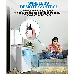 Joy Pebble Portable Air Conditioner, 10000 BTU for Room up to 450 sq. ft, Portable AC with Dehumidifier & Fan, 2 Fan Speeds, 24H Timer, Remote Control, Energy Efficiency