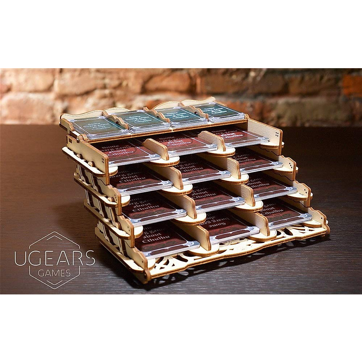 UGears 3D Puzzle for Board Games - Wooden Card Holder for 12 Sets of Playing Cards - Unique Mechanical Devices for Family Tabletop and Role-Playing Games - Wooden Construction Kits for Adults