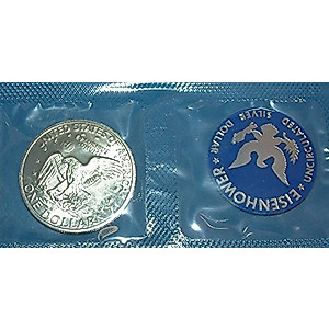 1972 S -S Uncirculated Eisenhower"Blue Pack" Silver Dollar with Original Packaging $1 Brilliant Uncirculated US Mint