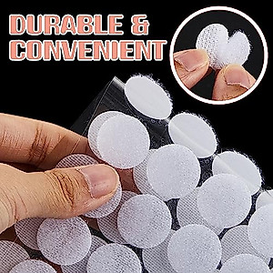 Tatuo 1264 Pcs Self Adhesive Dots 0.79'' 0.59'' 0.39'' Diameter Office Dots White Nylon Waterproof Sticky Glue Coins for Home Classroom School