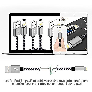 [MFi Certified] iPhone Charger 4Pack(3/6/6/10FT) USB Lightning Cable Nylon Braided Fast Charging iPhone Cord Compatible iPhone14/All iPhones/iPad/iPod