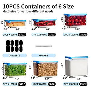 Lockcoo 10 Pack Food Storage Containers Set with Lids Airtight, BPA Free Plastic Food Containers, Leakproof Stackable Kitchen Containers - Freezer, Microwave & Dishwasher Safe (Blue)