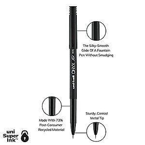 uni-ball 60040 Onyx Roller Ball Stick Dye-Based Pen Black Ink Micro Dozen