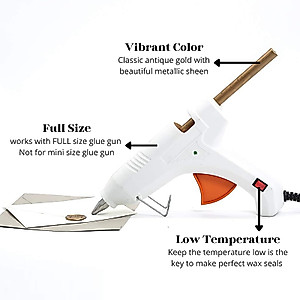 UNIQOOO Mailable Glue Gun Sealing Wax Sticks for Wax Seal Stamp - Metallic Antique Gold, Great for Wedding Invitations, Cards Envelopes, Snail Mails, Wine Packages, Christmas Gift Ideas, Pack of 8