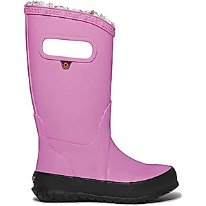 Bogs Kids Rainboot, Plush - Solid Black, Size 2 Big Kid