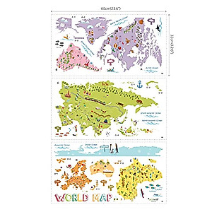 DECOWALL DAT-1306N Colourful World Map Kids Wall Stickers Wall Decals Peel and Stick Removable Wall Stickers for Kids Nursery Bedroom Living Room (Large) d?cor