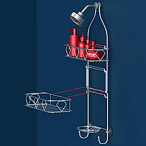 Vdomus 3 Tier Hanging Shower Caddy Bathroom Shower Organizer Shower Rack With Soap Holder- 11.6” x 5” x 24.2”, Mesh Bathroom Shower Head Organizer Shelf for Shampoo and Soap, Upgraded 2nd Edition