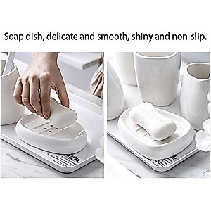 DVTEL Bathroom Five-Piece Set, Simple Ceramic Wash Four-Piece Set, Bathroom Supplies Set, Wash Cup Set (Color : 5 Piece Set)