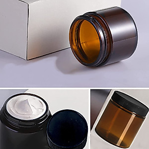 4oz Amber Glass Jar With Lids - FDA COMPLIANT Glass, BPA Free - Small Travel Container Jars - Perfect Filling For Lotion, Moisturizer, Medicine, Pill, Face Cream, Mask - 2 packs