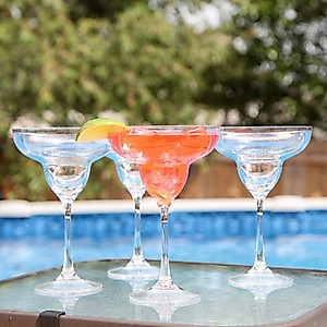 Lily's Home Unbreakable Acrylic Margarita Glasses, Made of Shatterproof Plastic and Ideal for Indoor and Outdoor Use, Reusable, Crystal Clear (10 oz. Each, Set of 4)