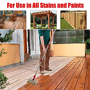60" Long Handle 6" Deck Stain Brush Applicator with 3" Paint Brush, Block Staining Brushes for Woodstains, Oils, Decking Paints, Decking Stains, Deck Coatings, Fence Wall Furniture Paints