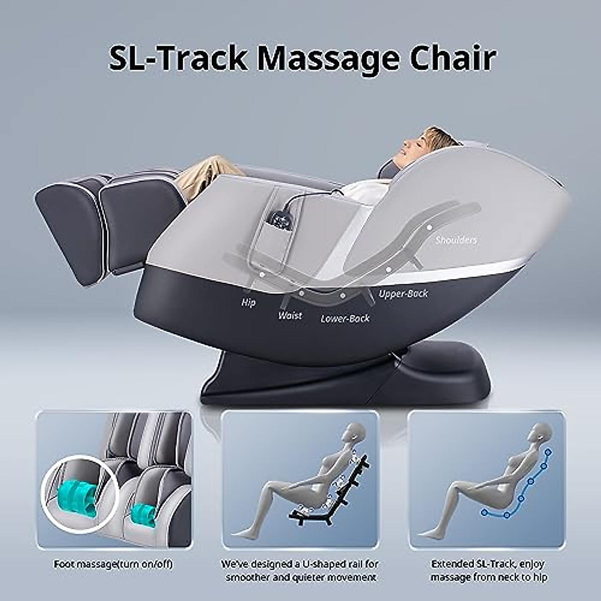 MYNTA 2024 Upgraded 3D Massage Chair, Full Body Massage Chair Recliner with Zero Gravity, Body Scan, Thai Stretch, Heat, Airbags, Bluetooth Speaker, Fully Assembled, MC2100 (Grey)