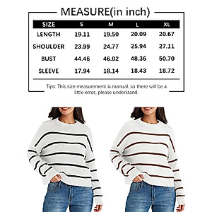 LILLUSORY Womens Cropped Striped Sweater 2025 Trendy Casual Pullover Ribbed Knit Cute Crewneck Lightweight Cotton Cozy Checkred Sweaters Black M