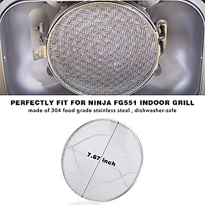 Stainless Steel Splatter Shield for FG551 Foodi, Accessories for Reusable Foodi Smart XL 6-in-1 Indoor Grill, Foodi Smart XL Accessories, Foodi Grill Air Fryer Accessories, Dishwasher safe
