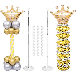 Metal Balloon Column Stand Kit Set of 2, 80 Inch Height Adjustable Balloon Tower Holder for Birthday, Wedding, Baby Shower, Graduation Party Decoration (2 sets)