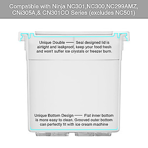ARCOOLOR Containers Replacement for Ninja Creami Pints and Silicone Lid, 4 Pack, Compatible with NC299AMZ & NC300s Series Ice Cream Maker with E-Cookbook, Airtight & Dishwasher Safe (MIX1)