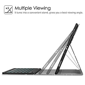 Fintie Keyboard Case - 2017/2015 iPad Pro 12.9 inch (Old Model) 1st & 2nd Gen Case, Soft TPU Protective Cover, [7 Color Backlit] Magnetically Detachable Wireless Bluetooth Keyboard, Composition B