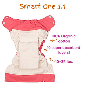 Cloth Diaper – Smart Bottoms Smart One 3.1 – All-in-One – 100% Organic Cotton Interior – 10-35lbs … (Sprinkles)
