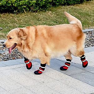 TOOPONE pet Dog Shoes high top Waterproof Anti-Slip wear-Resistant Sturdy, Non-Slip Sole Winter Dog Big Cotton Boots,(Red) (S)