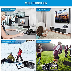 Vmotal Video Camera Camcorder with Microphone, 2.7K HD 42.0 MP 18X Digital Zoom 1080P Vlogging YouTube Recorder, 270 Degree Rotation 3.0 Inch Screen with 2 Batteries Inculde 32GB SD Card