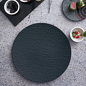 Villeroy & Boch Manufacture Rock Pizza/Buffet Plate, 12.5 in, Black/Gray