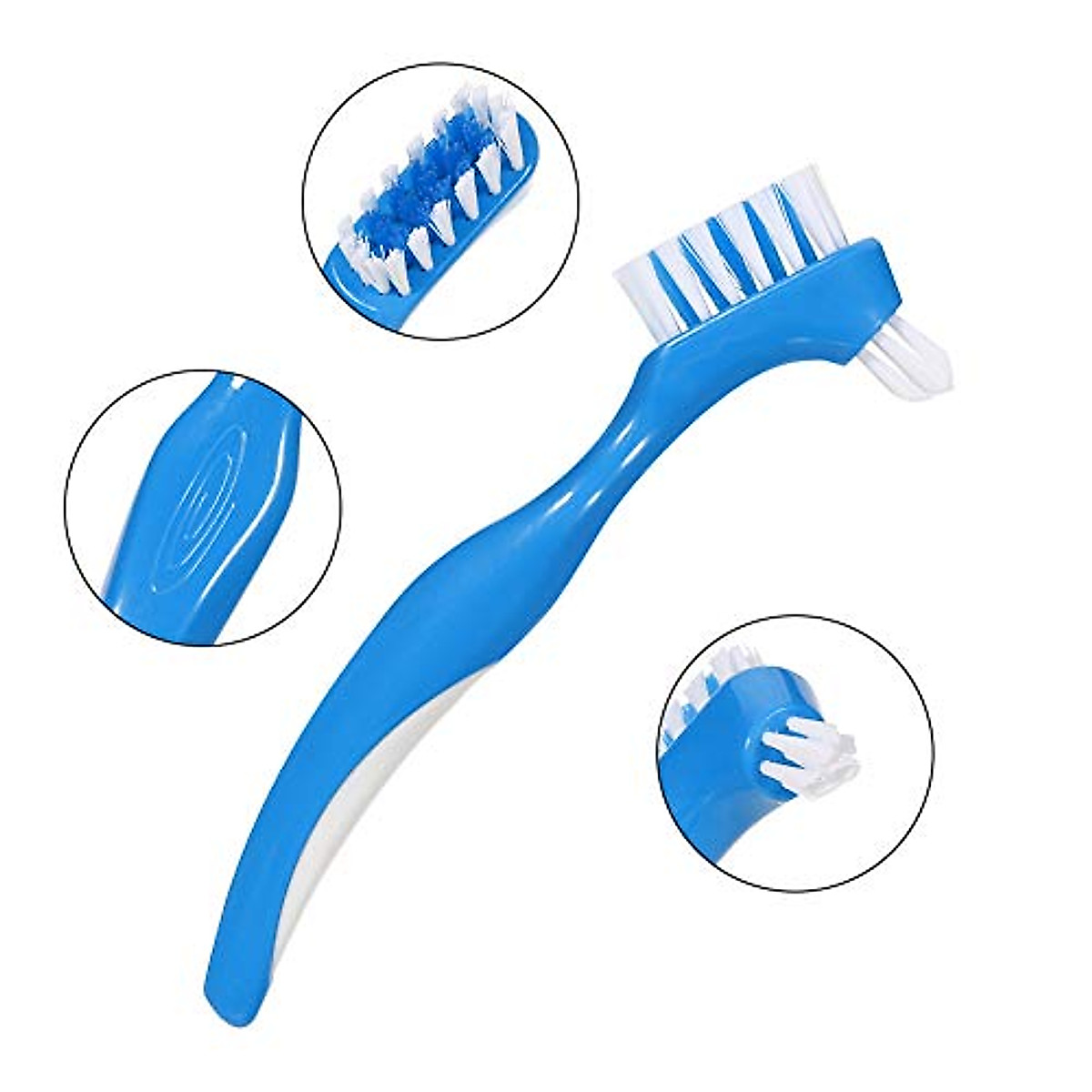 Baring 12 Pack Denture Brush Hard Denture Cleaning Brush False Teeth Brush Toothbrush Multi-Layered Bristles&Portable Denture Double Sided Brush