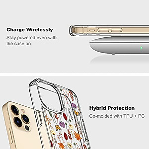ICEDIO for iPhone 13 Pro Max Case with Screen Protector,Slim Fit Crystal Clear Cover with Fashionable Designs for Girls Women,Protective Phone Case 6.7" Orange Purple Floral