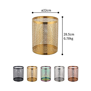 QOBIMOON Mesh Wastebasket Round Mesh Stainless Steel Wastebasket Trash Can Recycling Bin for Home, Office, Bathroom, Bedroom & Kitchen, 3.5 Gallon / 12L, 11" H x 10" D Garbage Can-Rose Gold