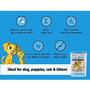 Petkin Pet Eye Wipes, 30 Moist Wipes - Gentle Eye Cleaning Wipes Remove Dirt, Discharge, & Tear Stains - Super Convenient Pet Wipes for Dogs, Cats, Puppies & Kittens - Ideal for Home or Travel