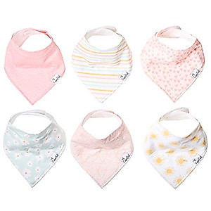 Copper Pearl Baby Bandana Drool Bibs for Drooling and Teething 6 Pack Gift Set For Girls “Sunny Set