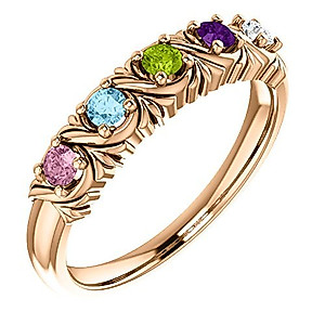 Family Mothers Ring 2 3 4 5 or 6 Birthstones Solid 10k White or Yellow (9)