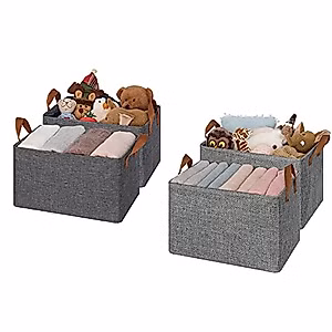 GRANNY SAYS Bundle of 2-Pack Closet Bins with Metal Frame & 2-Pack Rectangle Fabric Storage Bins