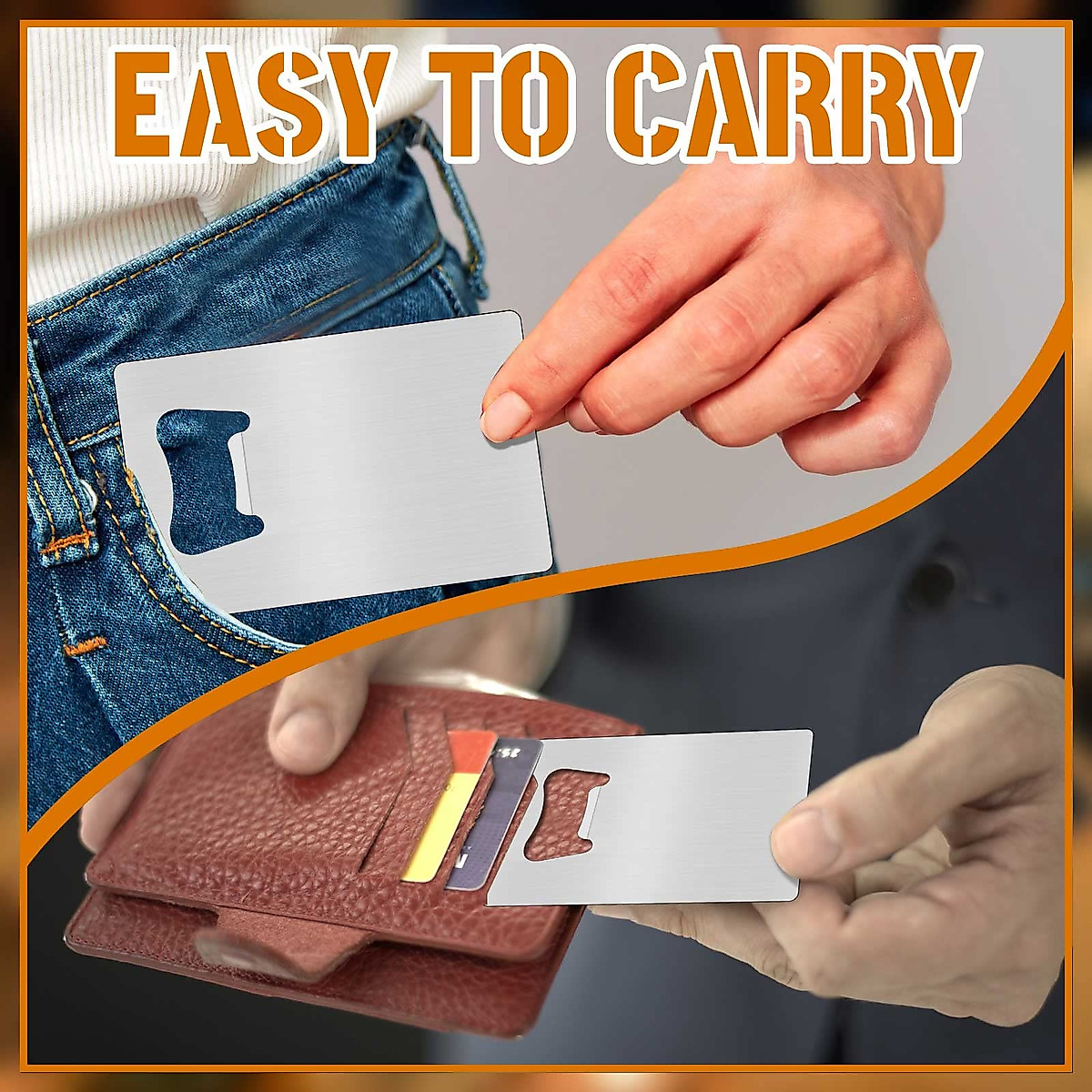 Nuogo 100 Pieces Stainless Steel Card Bottle Openers Bulk Metal Card Beer Bottle Openers Groomsmen Wallet Bottle Opener for Wedding Party Bridesmaid Favors Gifts (Silver, Credit Card)