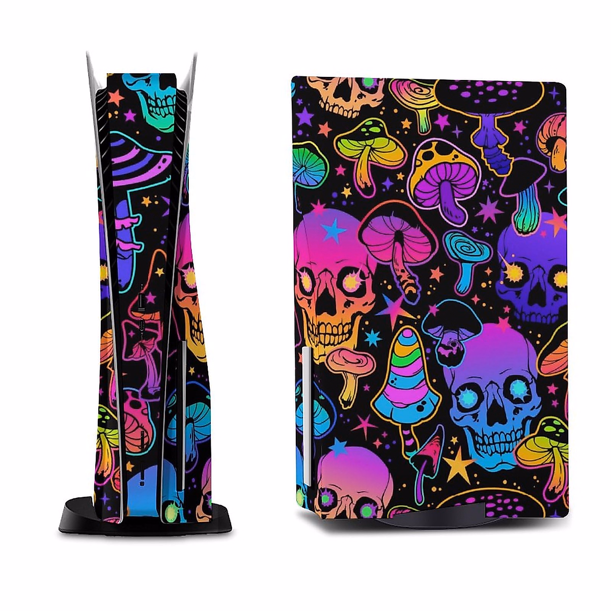 AoHanan Mushrooms and Skulls 5 Skin Controller Accessories Cover Skins Anime Vinyl Cover Sticker Full Set for 5 Disc Edition